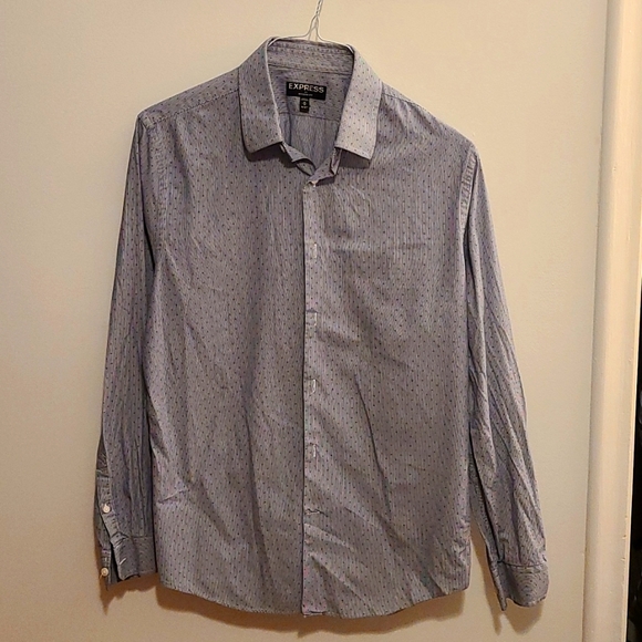 Express | Shirts | Express Gray With Blue Dots Dress Shirt | Poshmark